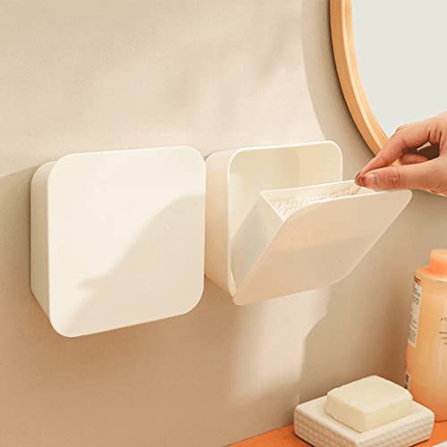 qtip Dispenser Holder Wall Mount Bathroom Qtip Holder Canisters for Cotton Swabs, Cotton Balls, Cotton Rounds, Vanity Countertop Storage Organizer Container 1