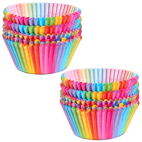 Cupcake Cases, Cake Paper Cup Rainbow Baking Cups for Oven Wedding Party Birthday, 100pcs