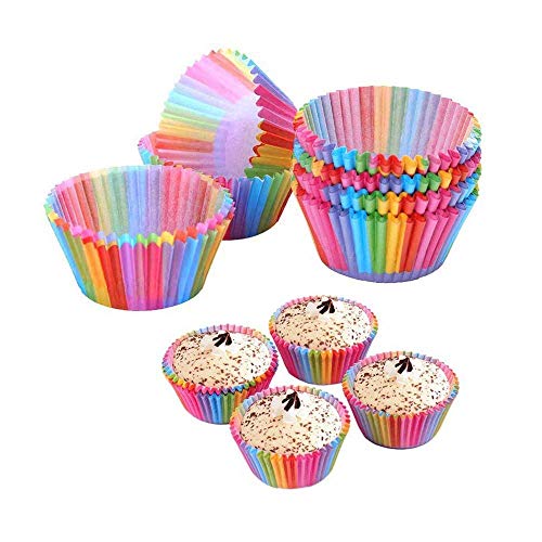 Cupcake Cases, Cake Paper Cup Rainbow Baking Cups for Oven Wedding Party Birthday, 100pcs