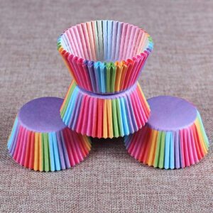 Cupcake Cases, Cake Paper Cup Rainbow Baking Cups for Oven Wedding Party Birthday, 100pcs