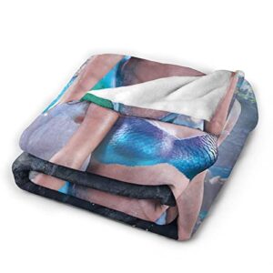 Mermaid Movie Throw Blanket for Kids & Adults, All Seasons Flannel Fleece Blanket Soft Plush Blankets for Couch Sofa Bed Camping Travel 80"x60"