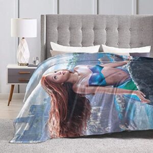 Mermaid Movie Throw Blanket for Kids & Adults, All Seasons Flannel Fleece Blanket Soft Plush Blankets for Couch Sofa Bed Camping Travel 80"x60"