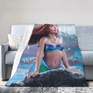 Mermaid Movie Throw Blanket for Kids & Adults, All Seasons Flannel Fleece Blanket Soft Plush Blankets for Couch Sofa Bed Camping Travel 80"x60"