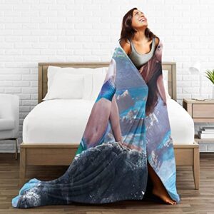 Mermaid Movie Throw Blanket for Kids & Adults, All Seasons Flannel Fleece Blanket Soft Plush Blankets for Couch Sofa Bed Camping Travel 80"x60"