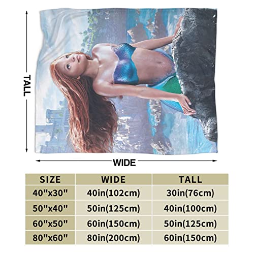 Mermaid Movie Throw Blanket for Kids & Adults, All Seasons Flannel Fleece Blanket Soft Plush Blankets for Couch Sofa Bed Camping Travel 80"x60"