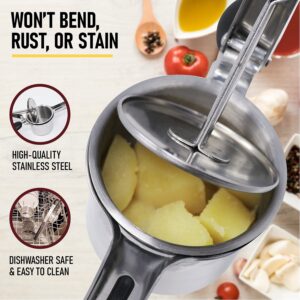 cook army potato ricer stainless steel professional – 15 oz ricer kitchen tool with 3 interchangeable discs & non slip handle – mashed potatoes ricer & 3 in 1 veggie potato peeler knife gadget