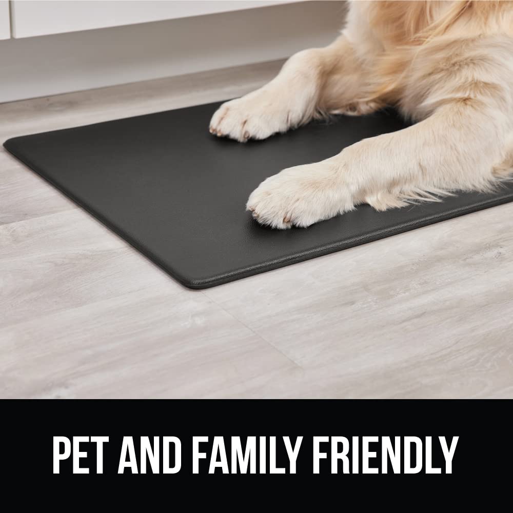 Gorilla Grip 2 Piece Anti Fatigue Cushioned Kitchen Floor Mat Set, Ergonomic Standing Office Desk Mats, Supportive Padded Memory Foam Rugs Waterproof Scratch Resistant Topside 17x24 and 17x48, Black