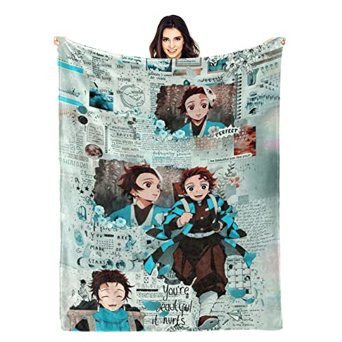 Cartoon Anime Throw Blanket Super Soft Warm Fleece Blanket for Couch Bed Car Travel Airplane Gift for Women Men Girls Boys 60"x50"