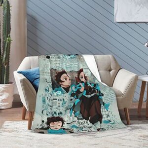 Cartoon Anime Throw Blanket Super Soft Warm Fleece Blanket for Couch Bed Car Travel Airplane Gift for Women Men Girls Boys 60"x50"