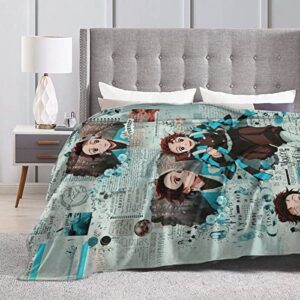 Cartoon Anime Throw Blanket Super Soft Warm Fleece Blanket for Couch Bed Car Travel Airplane Gift for Women Men Girls Boys 60"x50"