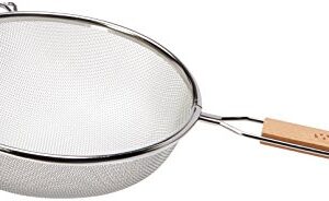 Winco Strainer with Single Fine Mesh, 8-Inch Diameter, Medium, Stainless Steel, Tan