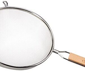 Winco Strainer with Single Fine Mesh, 8-Inch Diameter, Medium, Stainless Steel, Tan