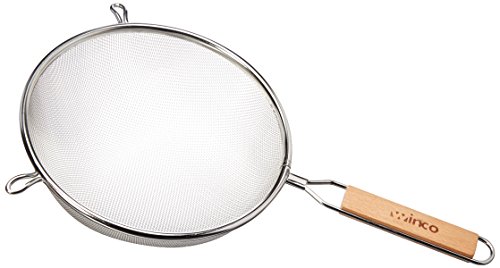 Winco Strainer with Single Fine Mesh, 8-Inch Diameter, Medium, Stainless Steel, Tan