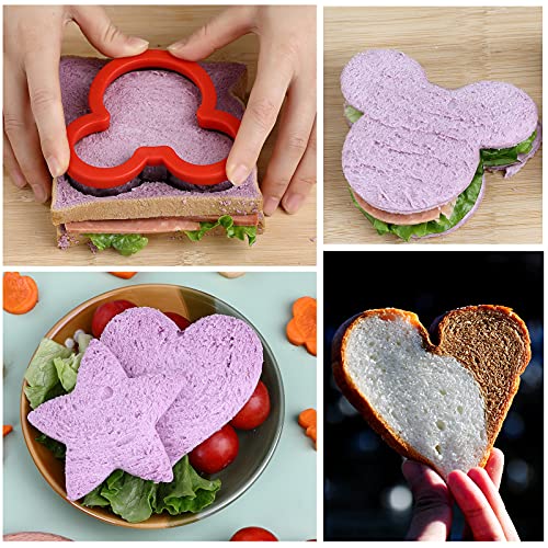 Elfkitwang Sandwich Cookie Cutters Set, Dinosaur,Heart,Star,Mouse,Sandwich Knife Cookie Knife Vegetable Cutter Food Grade Cookie Mould.(12Pcs)