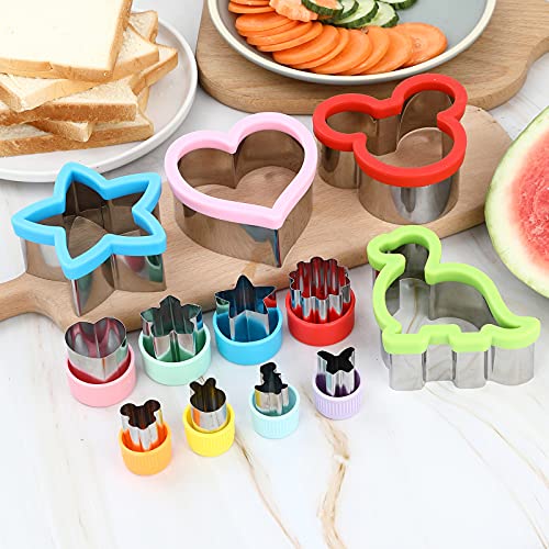 Elfkitwang Sandwich Cookie Cutters Set, Dinosaur,Heart,Star,Mouse,Sandwich Knife Cookie Knife Vegetable Cutter Food Grade Cookie Mould.(12Pcs)