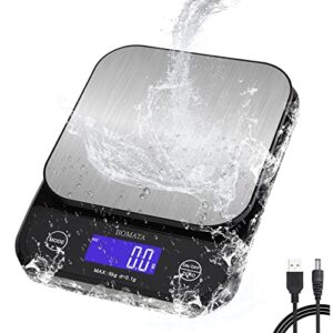 bomata waterproof food scale, 0.01oz/0.1g high precision, 11lb/5kg, washable, usb rechargeable, stainless steel weighing platform, digital kitchen scale for cooking, baking, weight loss, etc.