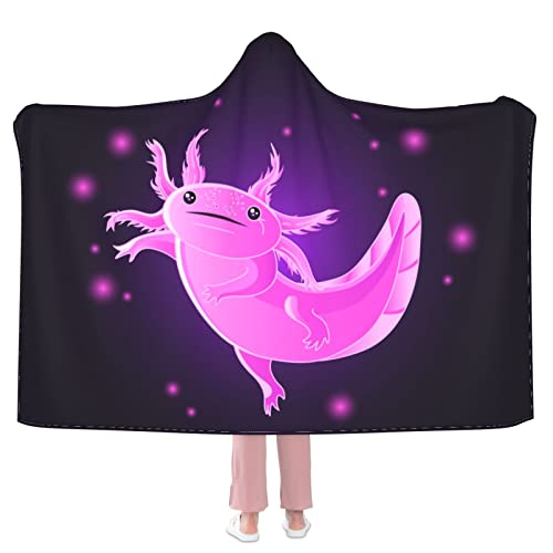 jbiovwdc Axolotl Hooded Blanket for Kids Adults, Flannel Wearable Blanket Hoodie-Plush Warm Blanket, Fleece Blankets for Bed Couch Travel, Throw Blankets Gift