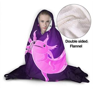 jbiovwdc Axolotl Hooded Blanket for Kids Adults, Flannel Wearable Blanket Hoodie-Plush Warm Blanket, Fleece Blankets for Bed Couch Travel, Throw Blankets Gift