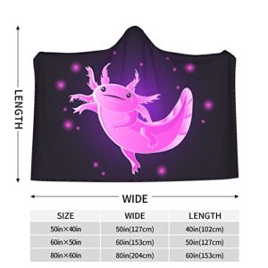 jbiovwdc Axolotl Hooded Blanket for Kids Adults, Flannel Wearable Blanket Hoodie-Plush Warm Blanket, Fleece Blankets for Bed Couch Travel, Throw Blankets Gift