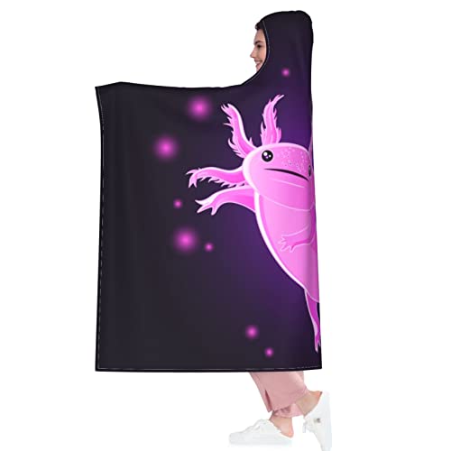 jbiovwdc Axolotl Hooded Blanket for Kids Adults, Flannel Wearable Blanket Hoodie-Plush Warm Blanket, Fleece Blankets for Bed Couch Travel, Throw Blankets Gift