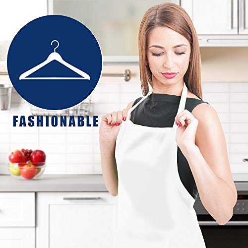 Wealuxe White Apron without Pockets 12 Pack, Professional Bib Apron Bulk, Cooking Aprons for Women and Men, Adult Chef Apron for Kitchen and Restaurant