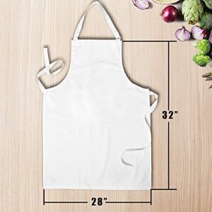 Wealuxe White Apron without Pockets 12 Pack, Professional Bib Apron Bulk, Cooking Aprons for Women and Men, Adult Chef Apron for Kitchen and Restaurant