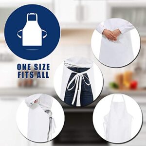 Wealuxe White Apron without Pockets 12 Pack, Professional Bib Apron Bulk, Cooking Aprons for Women and Men, Adult Chef Apron for Kitchen and Restaurant