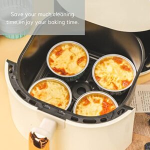 Mini Aluminum Foil Cupcake Baking Cups with Lids (40pcs, 5oz) Round Cupcake Foil Liners Tart Pie Tin Pan Holder - Disposable Mini Cake Containers Flan Molds for Pudding, Souffle, Party, Wedding