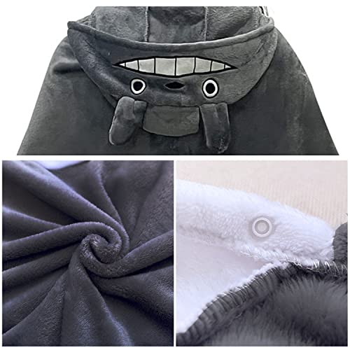 KINOMOTO Anime Hooded Cloak Flannel Cape Hoodies for Sleep Nap Blanket Grey