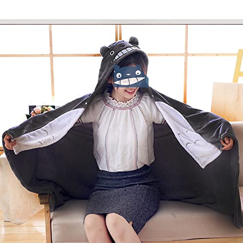 KINOMOTO Anime Hooded Cloak Flannel Cape Hoodies for Sleep Nap Blanket Grey