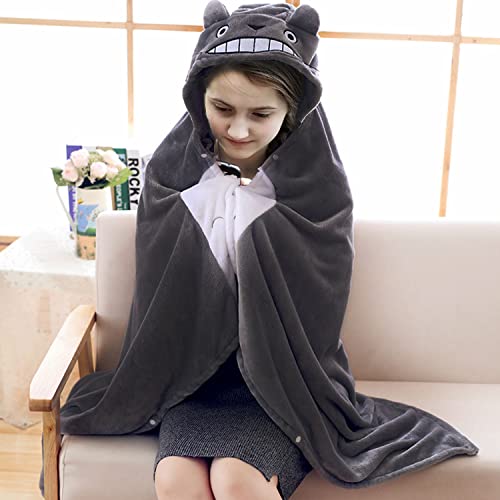 KINOMOTO Anime Hooded Cloak Flannel Cape Hoodies for Sleep Nap Blanket Grey