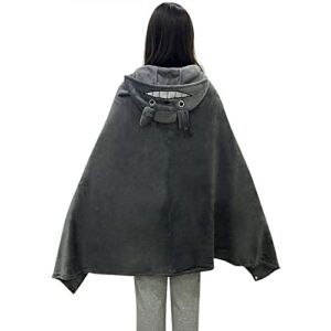 KINOMOTO Anime Hooded Cloak Flannel Cape Hoodies for Sleep Nap Blanket Grey