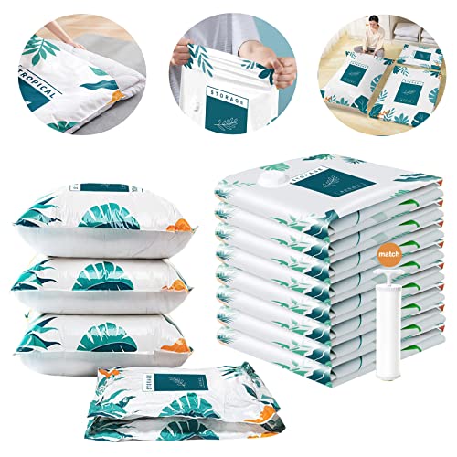 Vacuum Storage Bags Home Clothes Blanket Comforter Space Saver Vacuum Organization and Storage Bag, 6 Pack(2*LMS) with Hand Pump