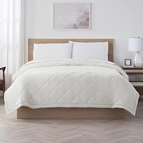 Serta Supersoft Cooling Lightweight Throw Blanket for Bedding and Couch for All Season, King, Snow White