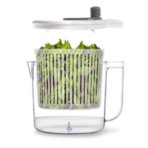 bino | salad spinner - 2.6 qt | small manual lettuce spinner with built-in draining system | salad spinner, colander, and water pitcher in one | fruit & vegetable basket colander | kitchen gadgets