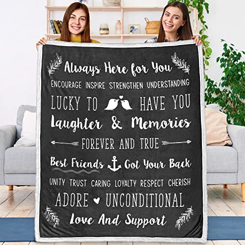 PAVILIA Best Friend Blanket for Women, Friendship Gift Blanket for BFF Besties, Soft Fleece Sherpa Throw Blanket, Birthday Gift for Best Friend, Soul Sister, Long Distance, Girl Friend (Gray)