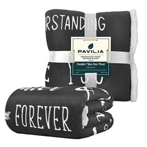 PAVILIA Best Friend Blanket for Women, Friendship Gift Blanket for BFF Besties, Soft Fleece Sherpa Throw Blanket, Birthday Gift for Best Friend, Soul Sister, Long Distance, Girl Friend (Gray)