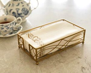 chez juju gold elegant sturdy guest napkin holder | disposable paper hand towel storage tray caddy | premium quality | bathroom kitchen dining table wedding party hotel office décor | indoor outdoor