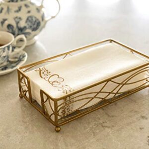 Chez JuJu Gold Elegant Sturdy Guest Napkin Holder | Disposable Paper Hand Towel Storage Tray Caddy | Premium Quality | Bathroom Kitchen Dining Table Wedding Party Hotel Office décor | Indoor Outdoor