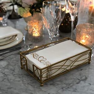 Chez JuJu Gold Elegant Sturdy Guest Napkin Holder | Disposable Paper Hand Towel Storage Tray Caddy | Premium Quality | Bathroom Kitchen Dining Table Wedding Party Hotel Office décor | Indoor Outdoor