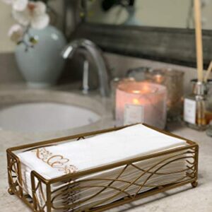 Chez JuJu Gold Elegant Sturdy Guest Napkin Holder | Disposable Paper Hand Towel Storage Tray Caddy | Premium Quality | Bathroom Kitchen Dining Table Wedding Party Hotel Office décor | Indoor Outdoor