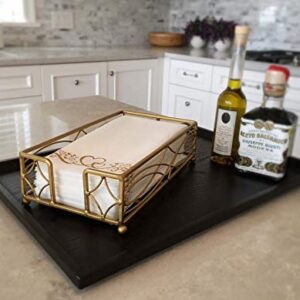 Chez JuJu Gold Elegant Sturdy Guest Napkin Holder | Disposable Paper Hand Towel Storage Tray Caddy | Premium Quality | Bathroom Kitchen Dining Table Wedding Party Hotel Office décor | Indoor Outdoor