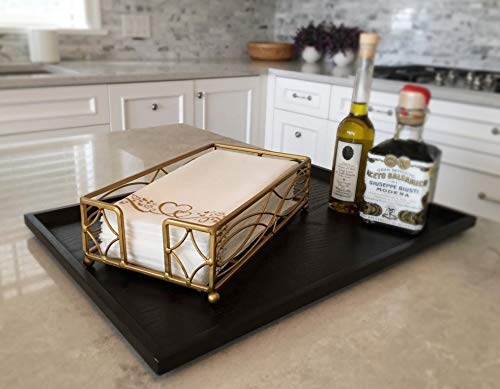 Chez JuJu Gold Elegant Sturdy Guest Napkin Holder | Disposable Paper Hand Towel Storage Tray Caddy | Premium Quality | Bathroom Kitchen Dining Table Wedding Party Hotel Office décor | Indoor Outdoor