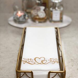 Chez JuJu Gold Elegant Sturdy Guest Napkin Holder | Disposable Paper Hand Towel Storage Tray Caddy | Premium Quality | Bathroom Kitchen Dining Table Wedding Party Hotel Office décor | Indoor Outdoor