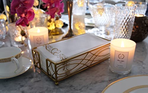 Chez JuJu Gold Elegant Sturdy Guest Napkin Holder | Disposable Paper Hand Towel Storage Tray Caddy | Premium Quality | Bathroom Kitchen Dining Table Wedding Party Hotel Office décor | Indoor Outdoor