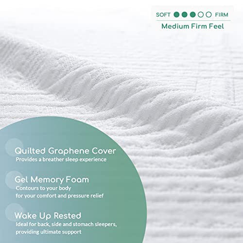 Airdown Full Mattress, 8 Inch Green Tea Memory Foam Mattress for Cool Sleep, Medium Firm Supportive Mattresses for Pressure Relief, CertiPUR-US Certified, Mattress in A Box, Made in USA