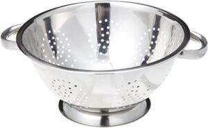 excelsteel heavy duty handles and self-draining solid ring base stainless steel colander, 5 qt, stainless