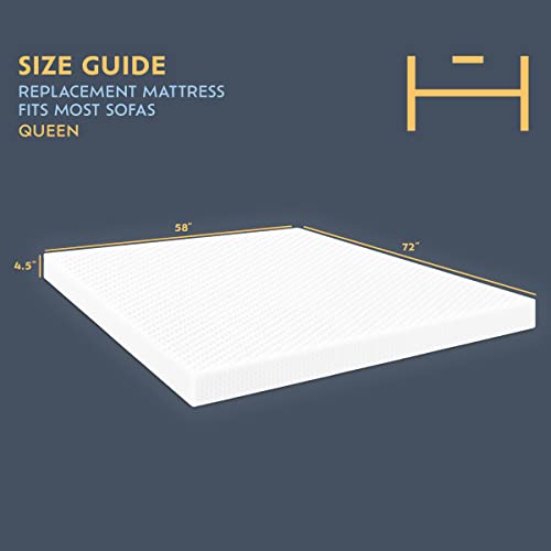 Heyward Premium Memory Foam Sofa Bed Replacement Mattress for Queen Size Sleeper | 4.5” Inch | CertiPUR-US Certified | Washable Material w/Non-Slip Base | 73”L x 58”W x 4.5”H