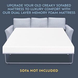 Heyward Premium Memory Foam Sofa Bed Replacement Mattress for Queen Size Sleeper | 4.5” Inch | CertiPUR-US Certified | Washable Material w/Non-Slip Base | 73”L x 58”W x 4.5”H