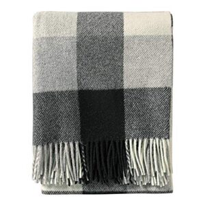 pendleton, eco-wise washable wool throw with fringe, black / ivory